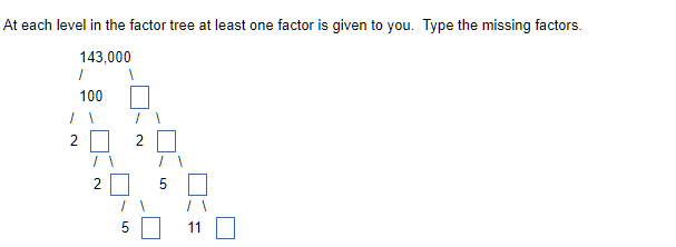 Solved At each level in the factor tree at least one factor | Chegg.com