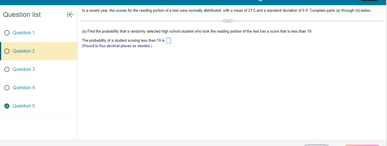 Solved Question list Assume the random variable x is | Chegg.com