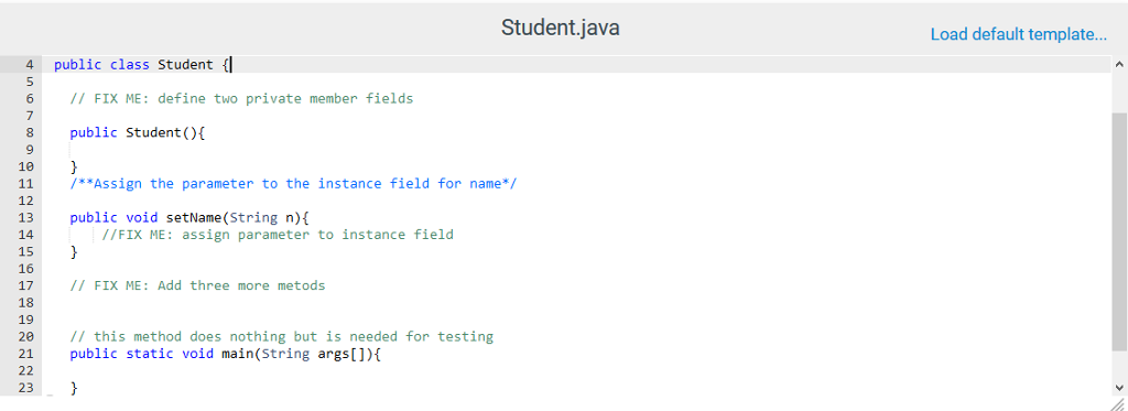 Solved Create a class called "Student". Declare two private | Chegg.com