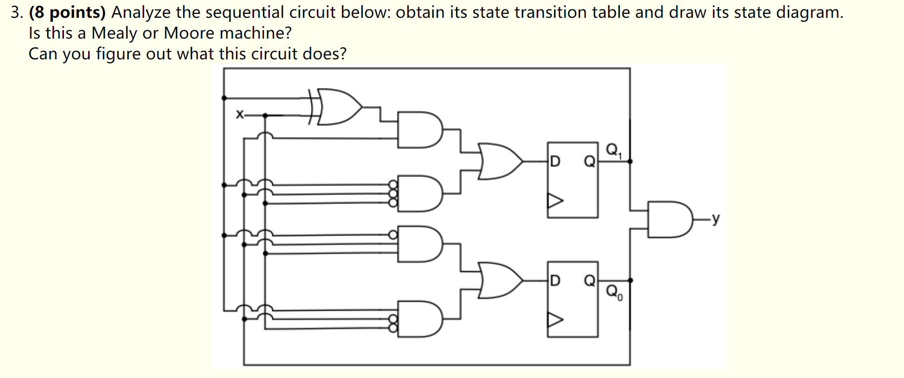 Solved 3. (8 points) Analyze the sequential circuit below: | Chegg.com