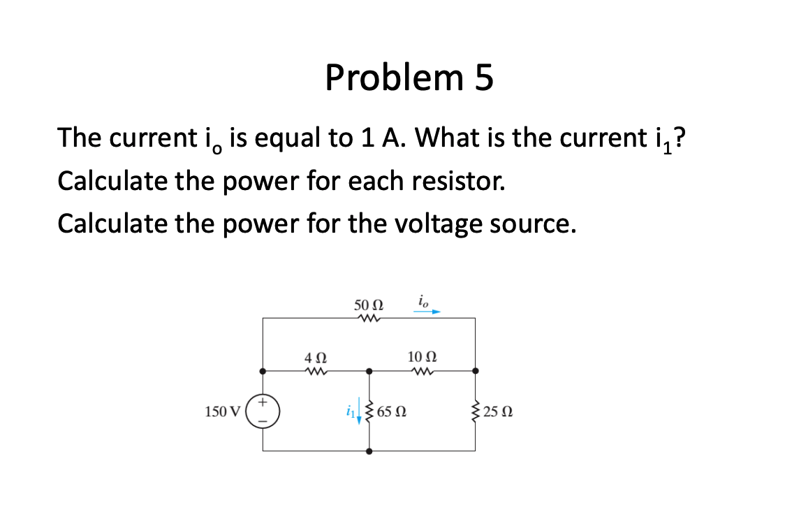 Solved Problem 5 The current i, is equal to 1 A. What is the | Chegg.com