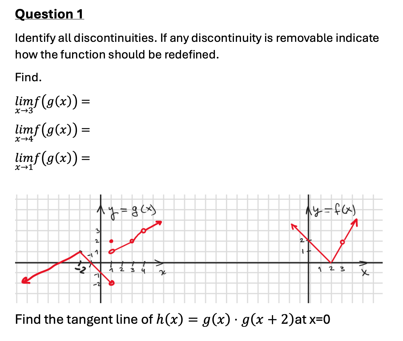 Solved Question 1Identify all discontinuities. If any | Chegg.com