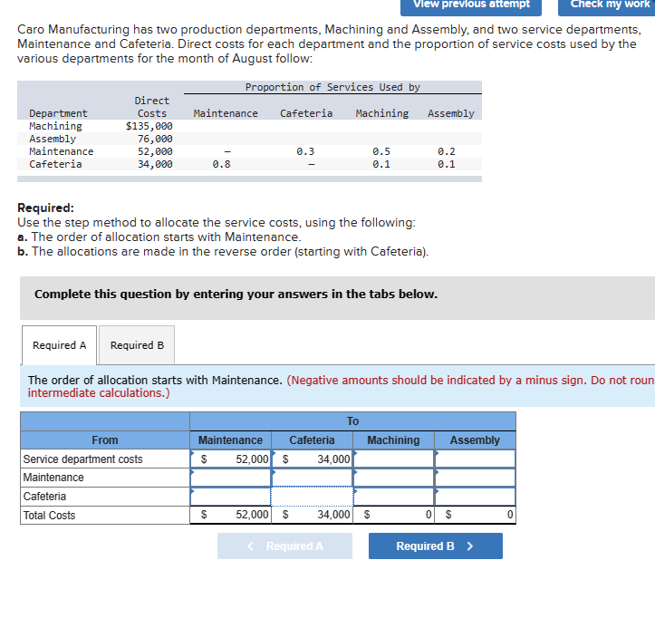 Solved Caro Manufacturing has two production departments, | Chegg.com