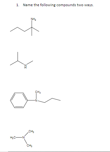 Solved 1. Name the following compounds two ways. NH CH, a CH | Chegg.com
