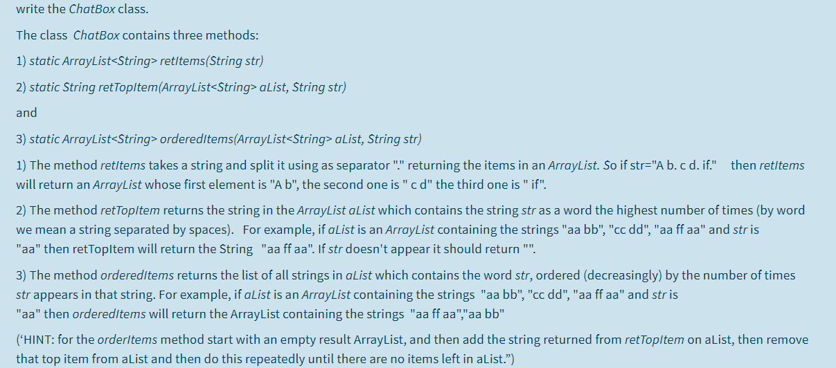Solved write the ChatBox class. The class ChatBox contains | Chegg.com