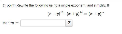 Solved (1 point) Rewrite the following using a single | Chegg.com
