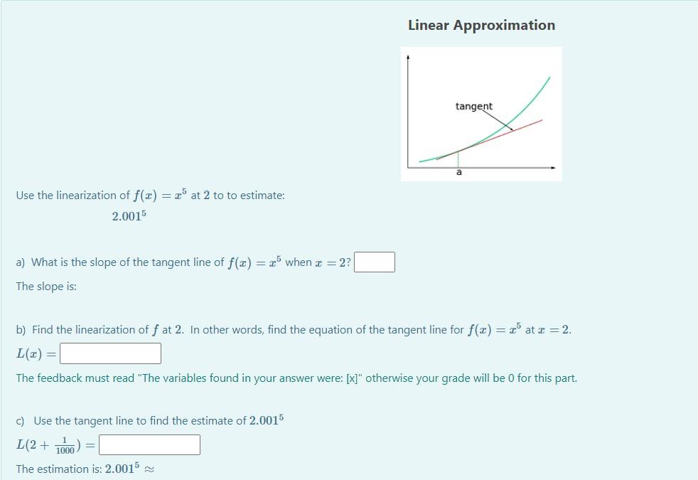 Solved Linear Approximation Tangent Use The Linearization Of