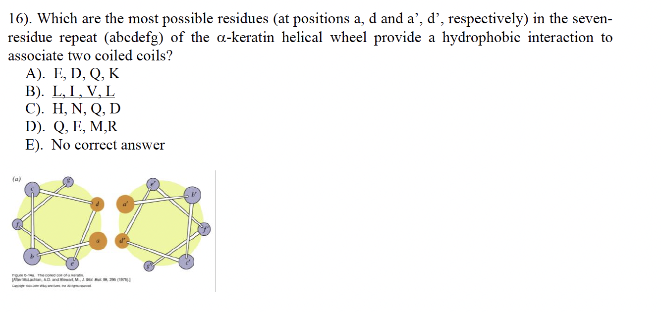 Solved a, 2 16). Which are the most possible residues (at | Chegg.com