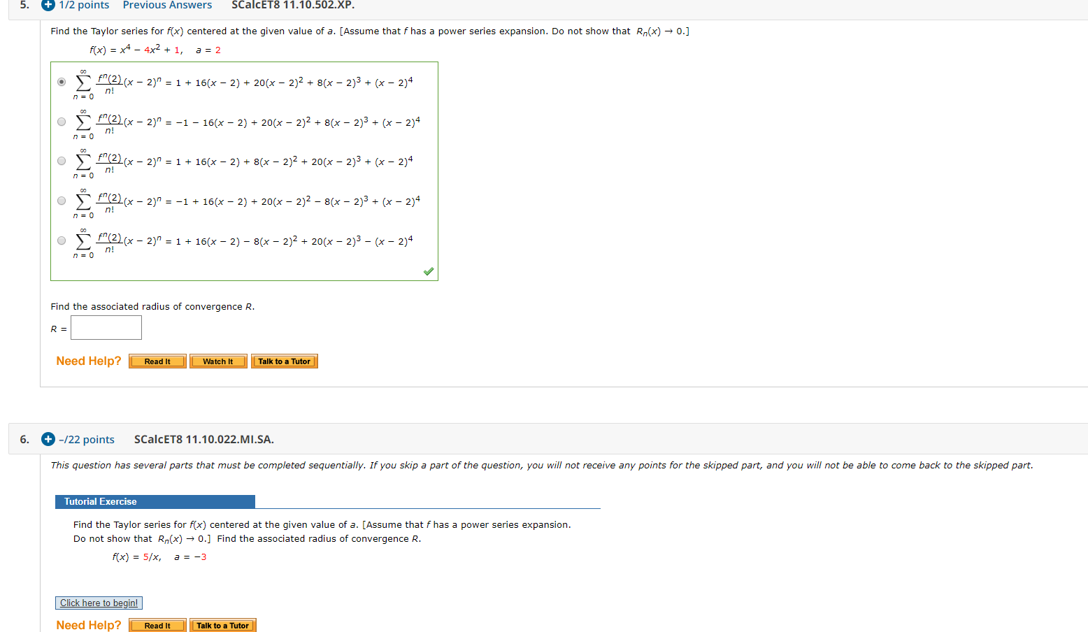 Solved + 1/2 points Previous Answers SCalcET8 11.10.502.XP. | Chegg.com