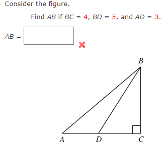 Solved Consider the figure. Find AB if BC = 4, BD = 5, and | Chegg.com
