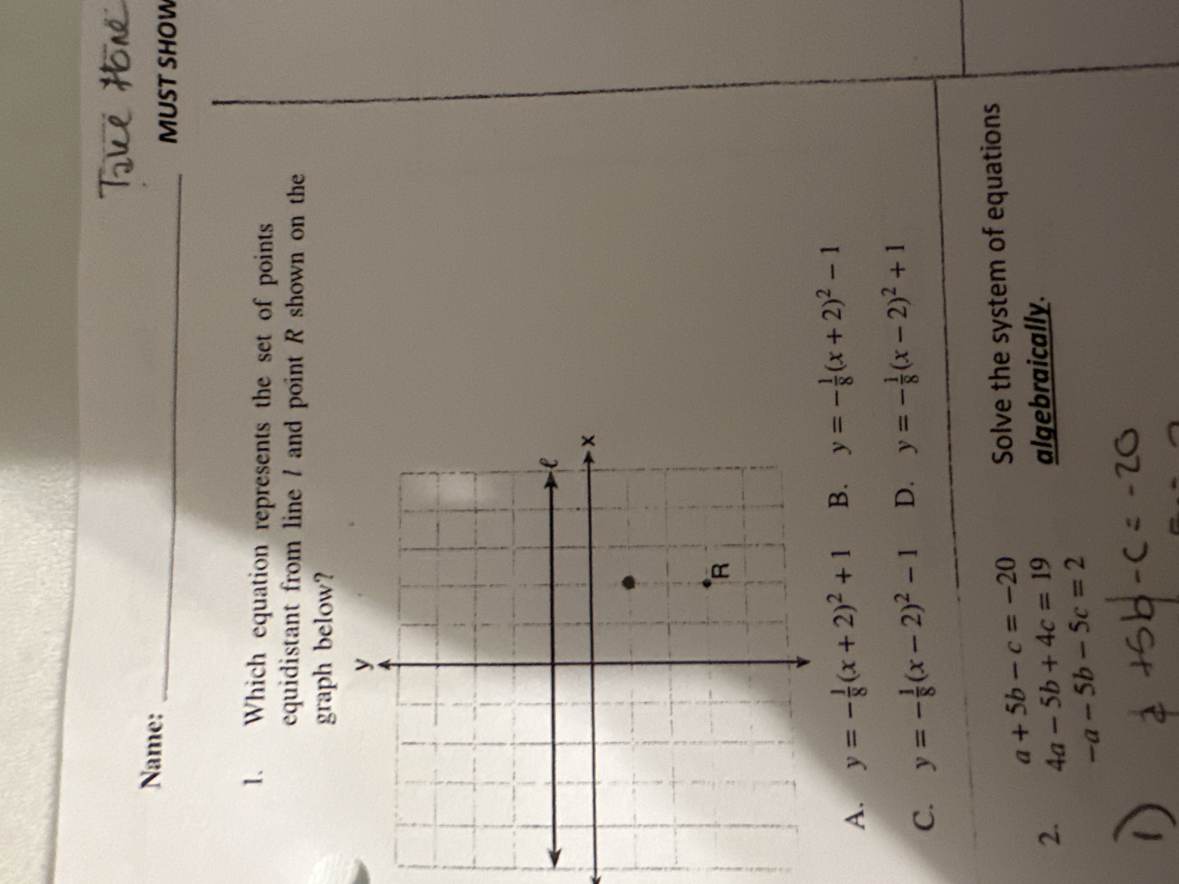 Solved Take tone Name: MUST SHOW 1. Which equation | Chegg.com