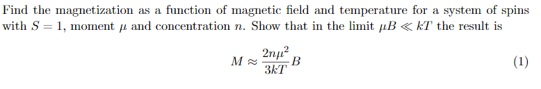 Solved Find the magnetization as a function of magnetic | Chegg.com