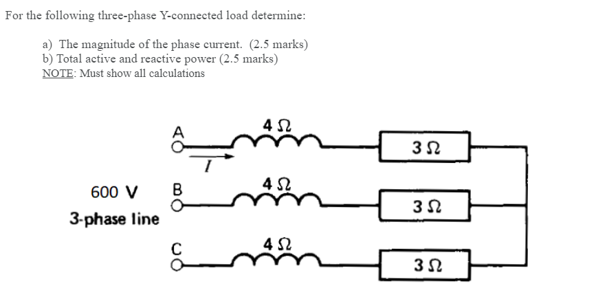 Solved For the following three-phase Y-connected load | Chegg.com