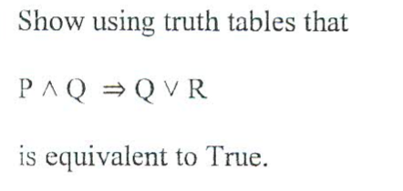 Solved Show using truth tables that P ^ Q => Q V R is | Chegg.com