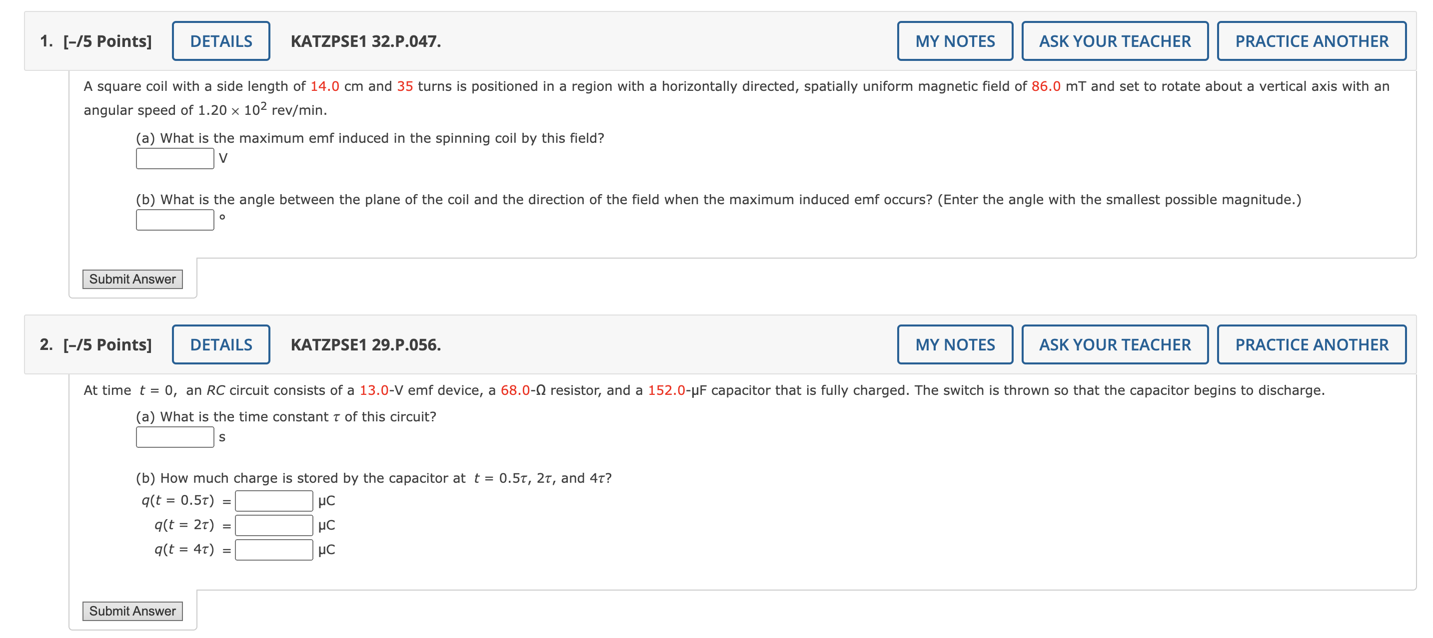 Solved 1. [−/5 Points] KATZPSE1 32.P.047. angular speed of | Chegg.com