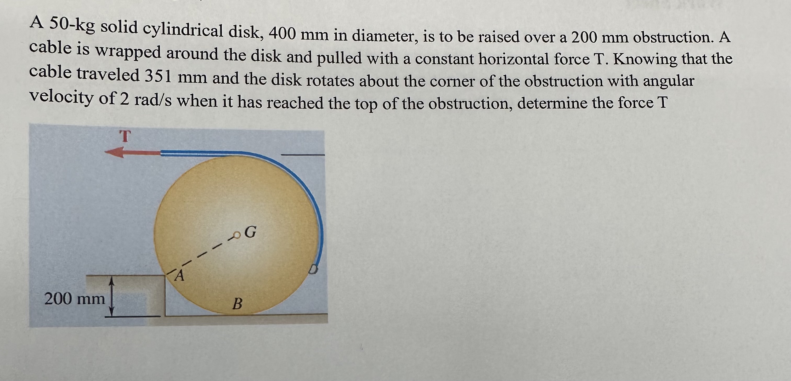 Solved A 50-kg ﻿solid cylindrical disk, 400mm ﻿in diameter, | Chegg.com