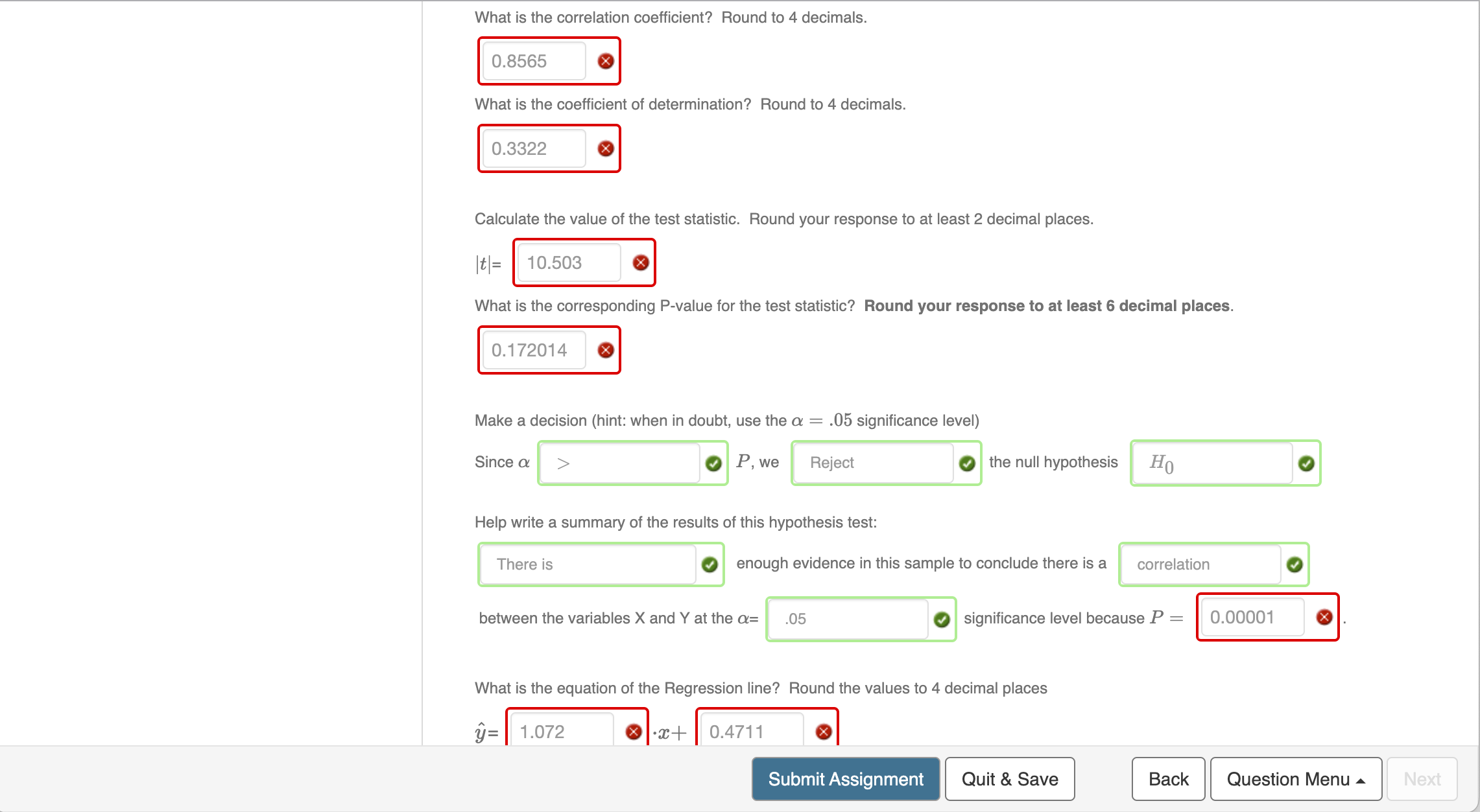 What is the correlation coefficient? Round to 4 | Chegg.com