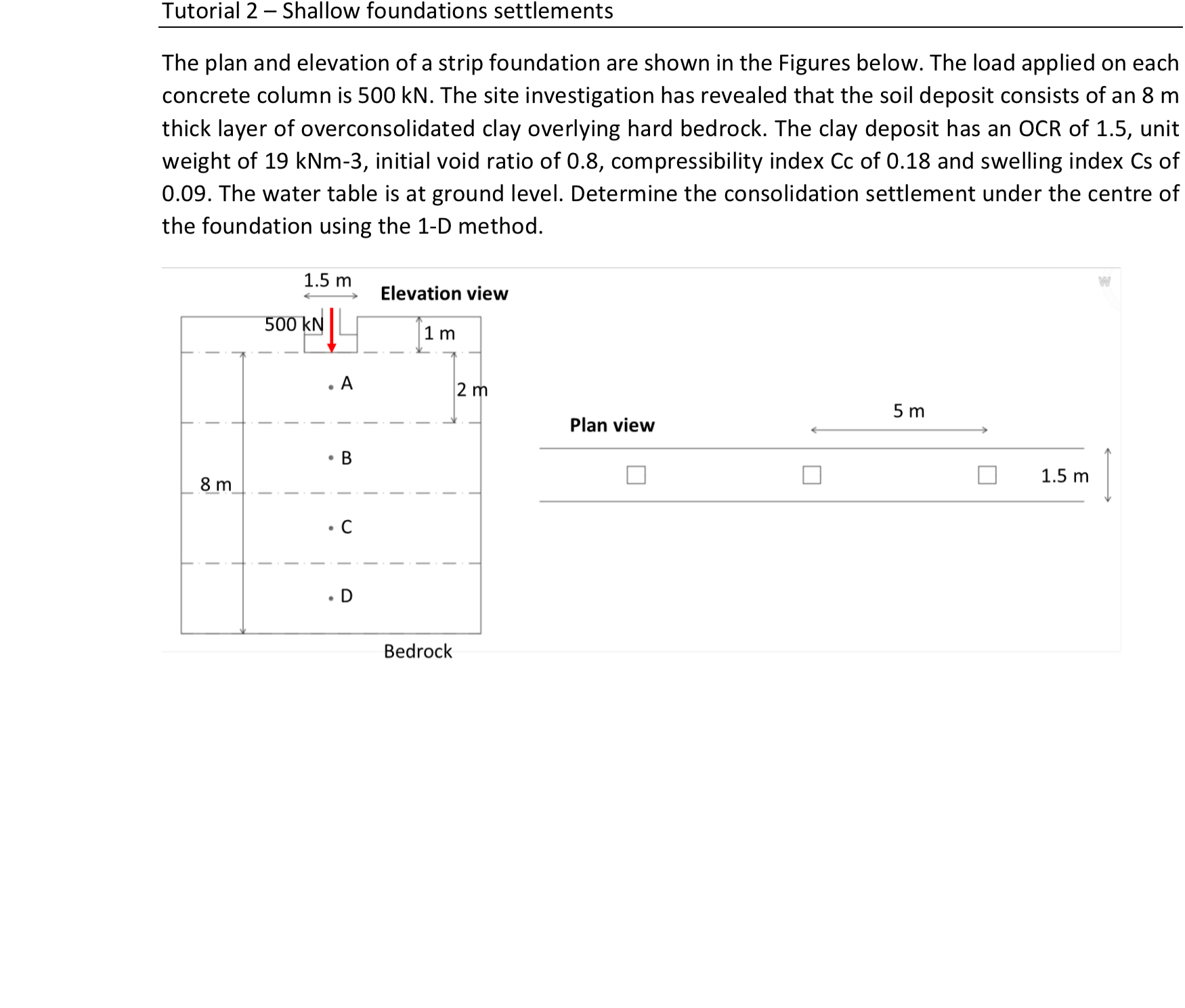 Solved Tutorial 2 - ﻿Shallow foundations settlementsThe plan | Chegg.com