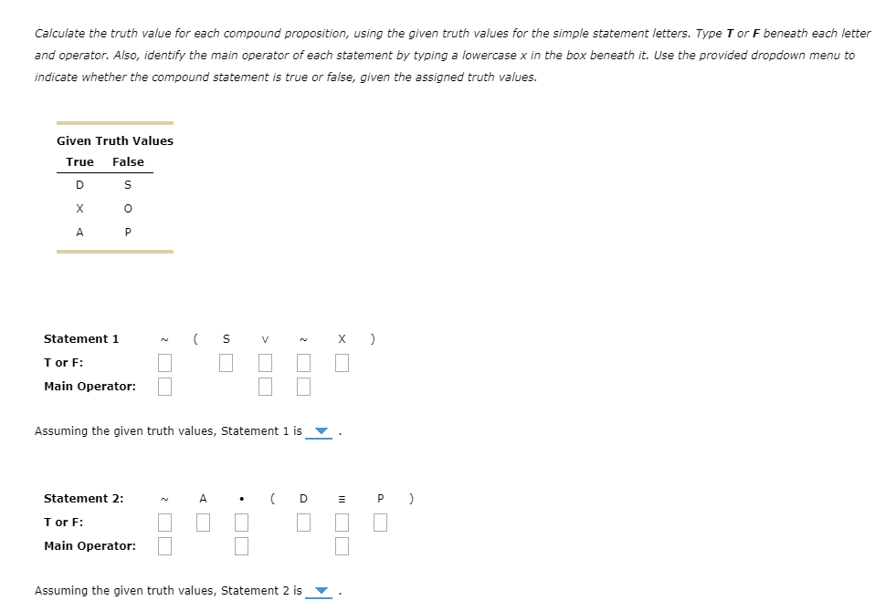 Calculate the truth value for each compound | Chegg.com