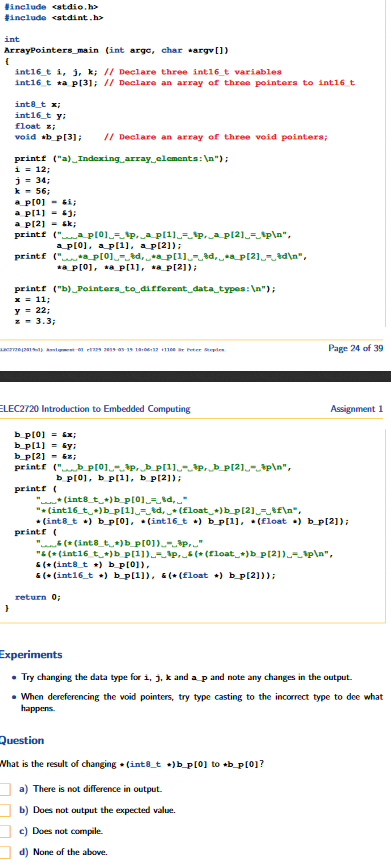 Solved #include #include int ArrayPointers main (int arge, | Chegg.com