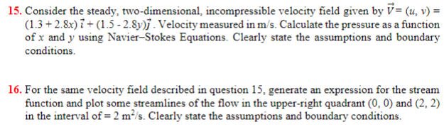 Solved 15. Consider the steady, two-dimensional, | Chegg.com