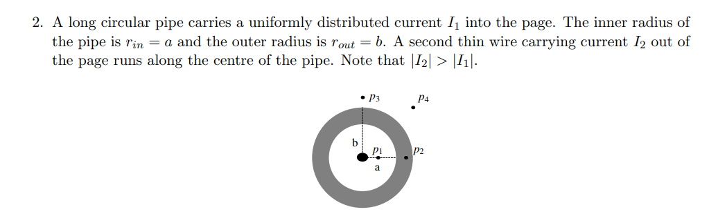 Solved 2. A long circular pipe carries a uniformly | Chegg.com
