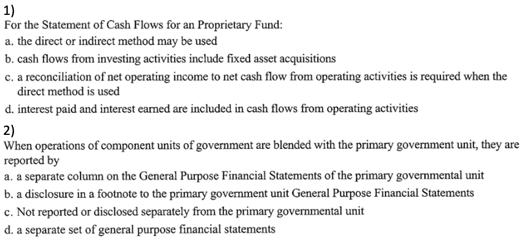 Solved 1) For the Statement of Cash Flows for an Proprietary | Chegg.com
