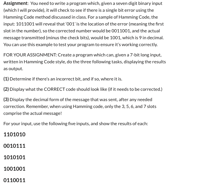 Assignment: You need to write a program which, given | Chegg.com