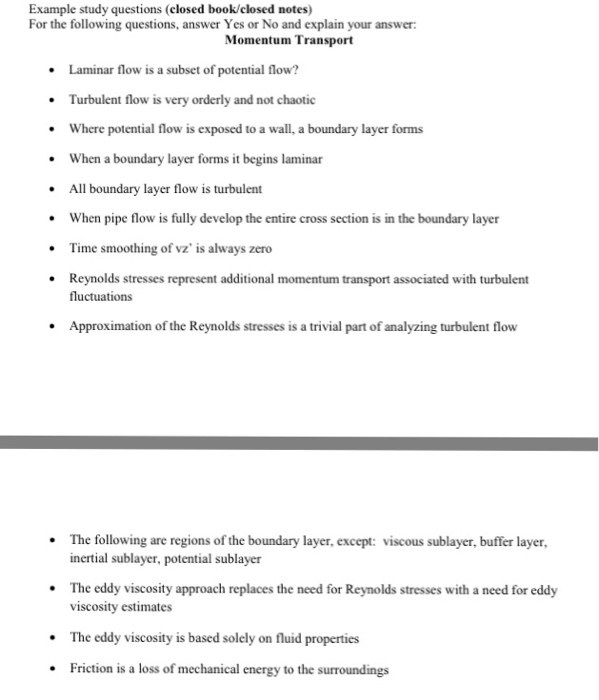 Solved Example study questions (closed book/closed notes) | Chegg.com