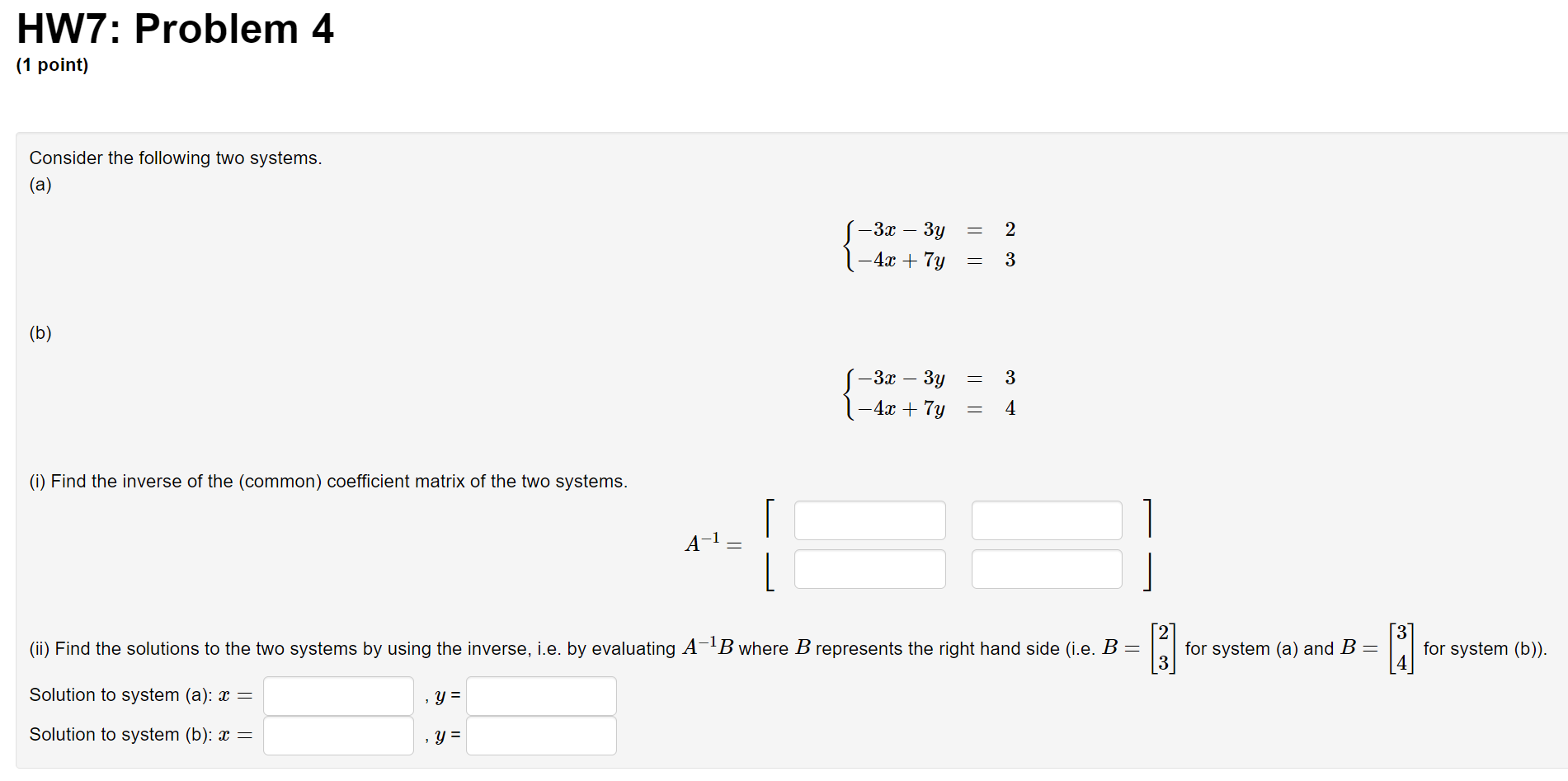 Solved HW7: Problem 4 (1 point) Consider the following two | Chegg.com