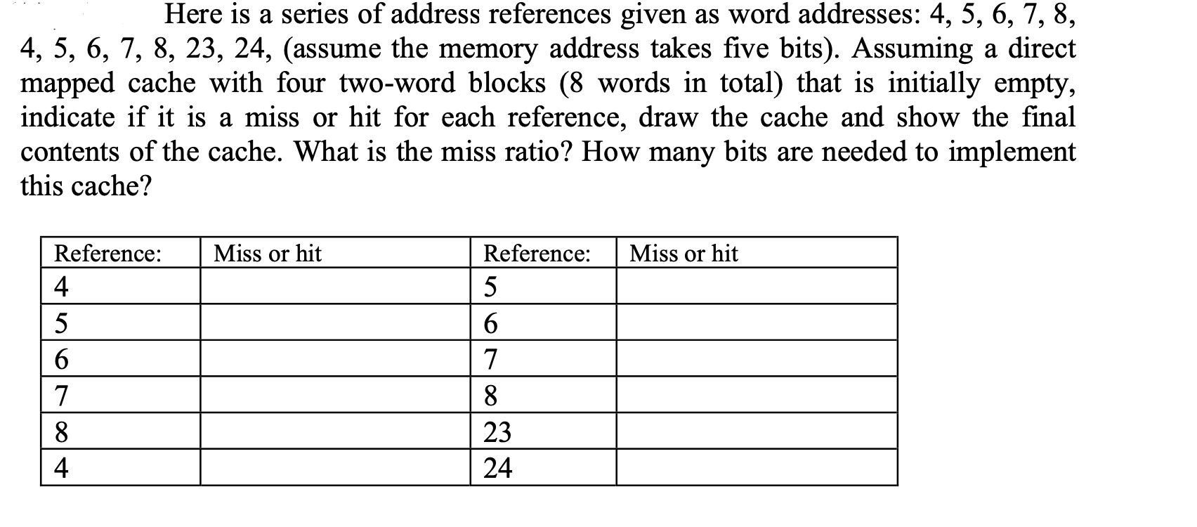 Solved Here is a series of address references given as word | Chegg.com