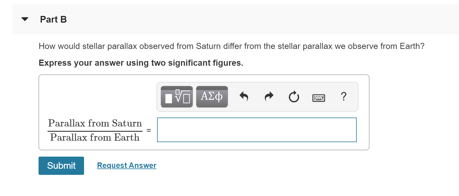 Solved Part B How would stellar parallax observed from | Chegg.com