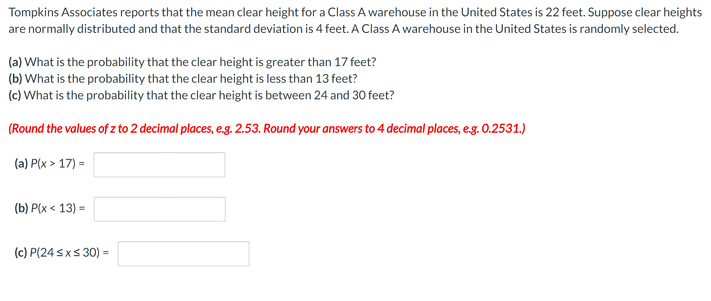 Solved Tompkins Associates reports that the mean clear | Chegg.com