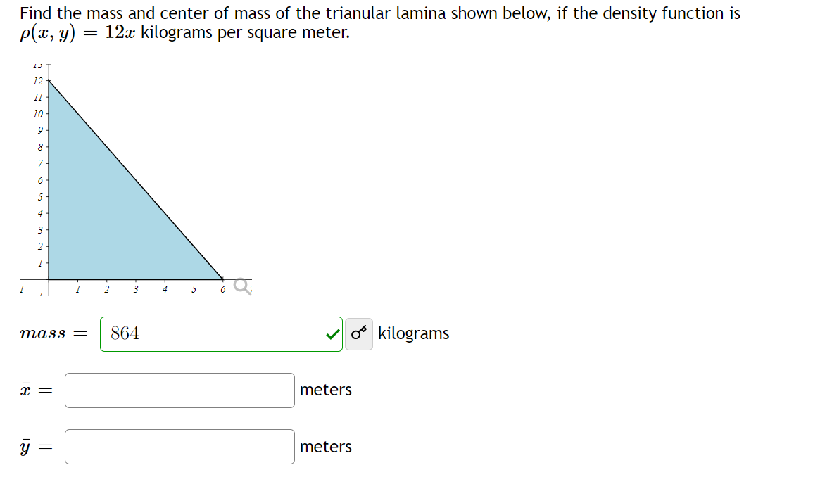 Solved Find the mass and center of mass of the trianular | Chegg.com