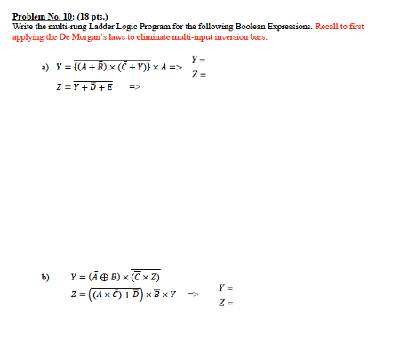 Solved Problem No. 10: (18 pts.) Write the multi-rung Ladder | Chegg.com
