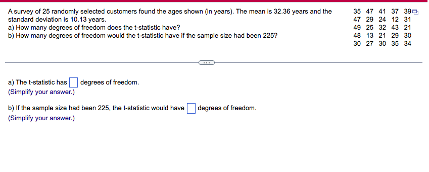 Solved A survey of 25 randomly selected customers found the | Chegg.com