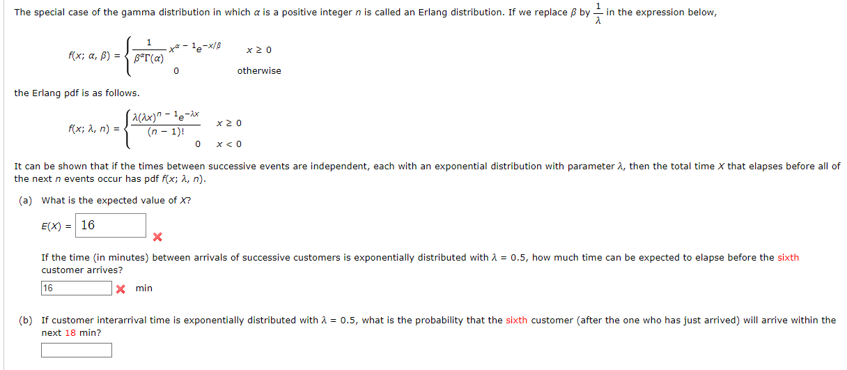 Solved The special case of the gamma distribution in which a | Chegg.com