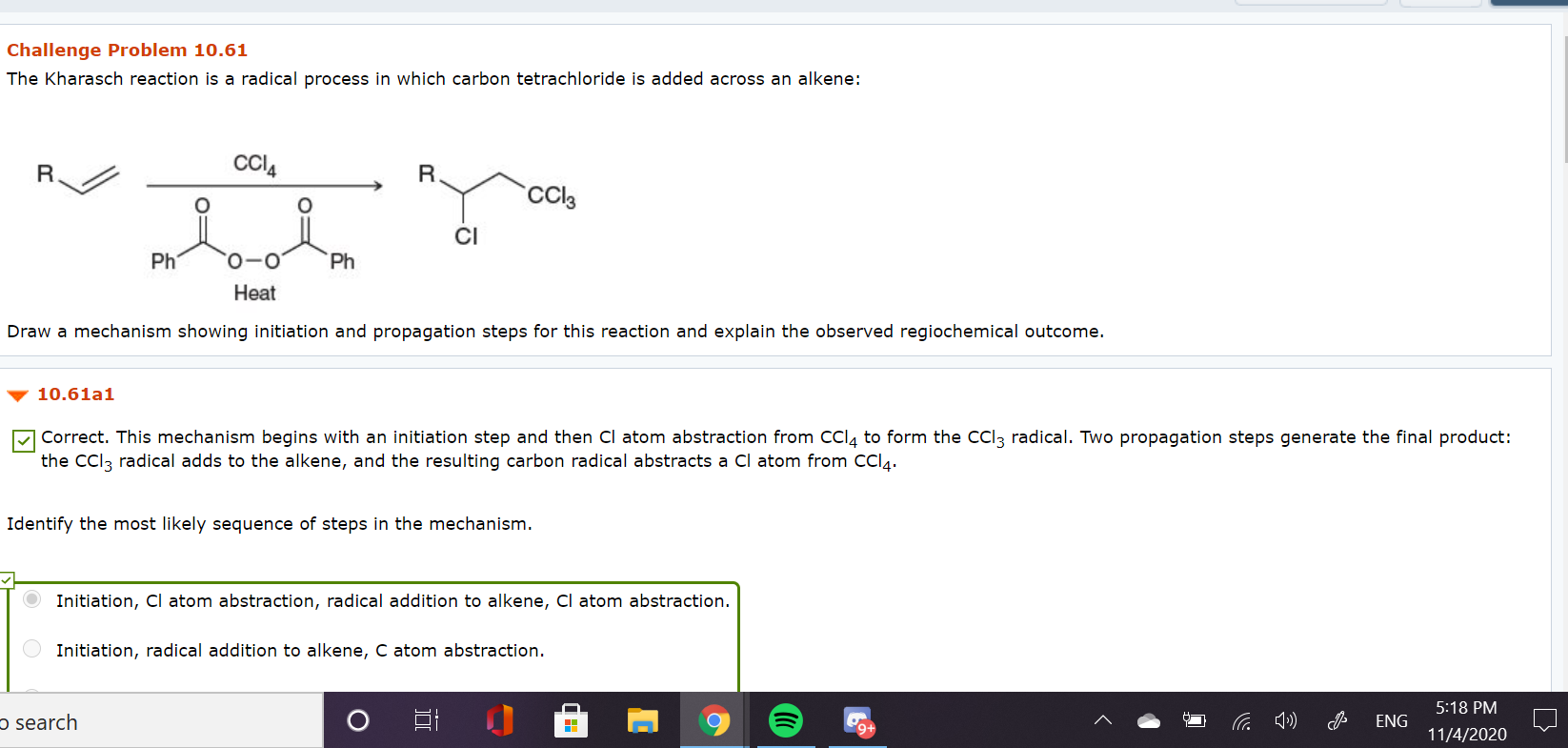 Solved The Kharasch reaction is a radical process in which | Chegg.com