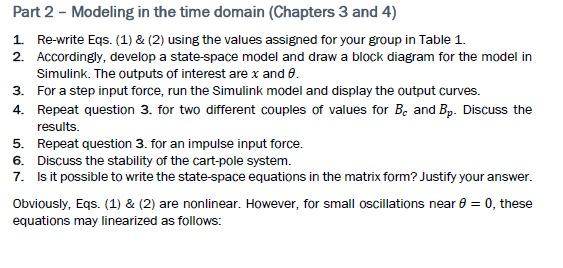 Solved Case study. The Cart-Pole System The system under | Chegg.com