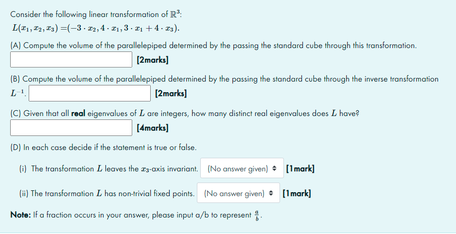 Solved Consider the following linear transformation of R3: | Chegg.com