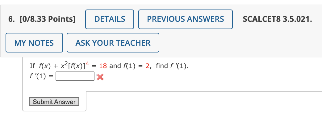 Solved 6. [0/8.33 Points] DETAILS PREVIOUS ANSWERS SCALCET8 | Chegg.com