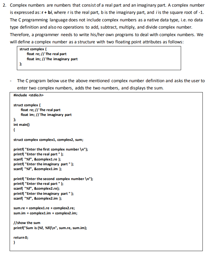 Solved 2. Complex numbers are numbers that consist of a real | Chegg.com