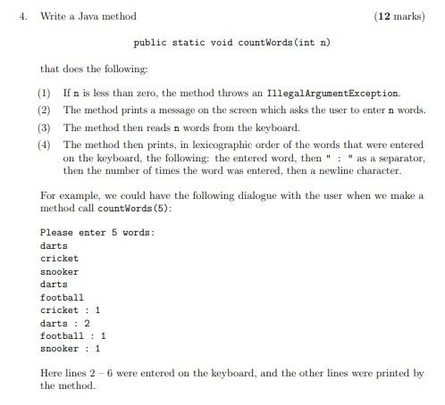 Solved 4. Write a Java method (12 marks) public static void | Chegg.com