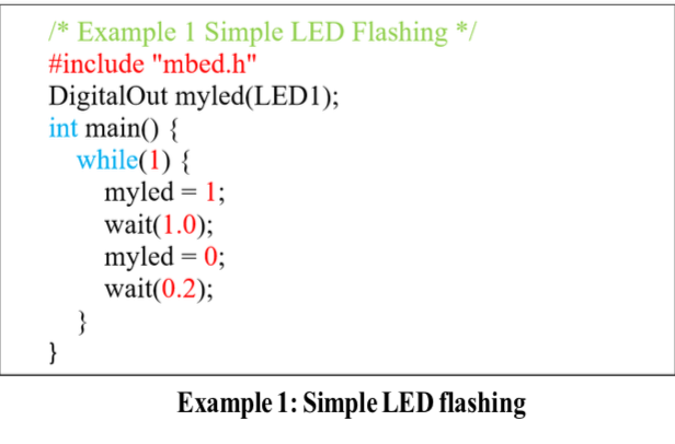 Solved * Example 1 Simple LED Flashing */ #include "mbed.h" | Chegg.com