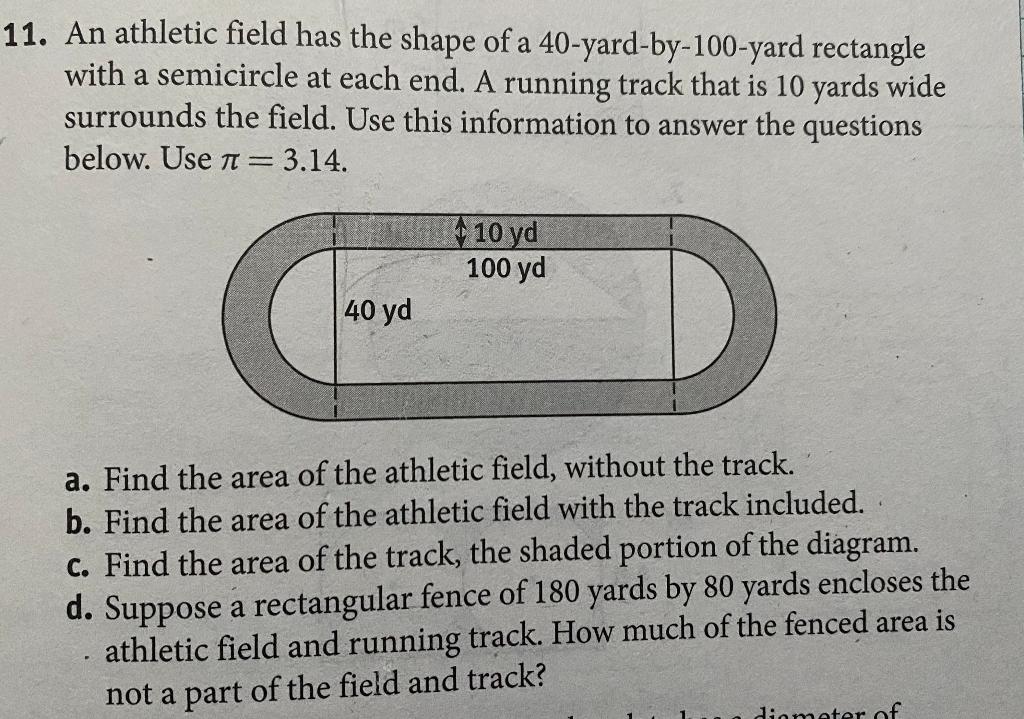 Solved 11. An athletic field has the shape of a | Chegg.com