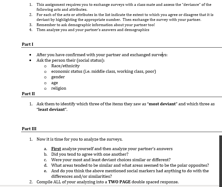 Solved 1. This assignment requires you to exchange surveys | Chegg.com