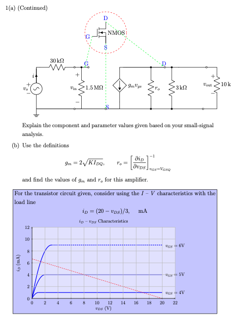 Solved 1. In the NMOS amplifier circuit below, assume Vpp = | Chegg.com
