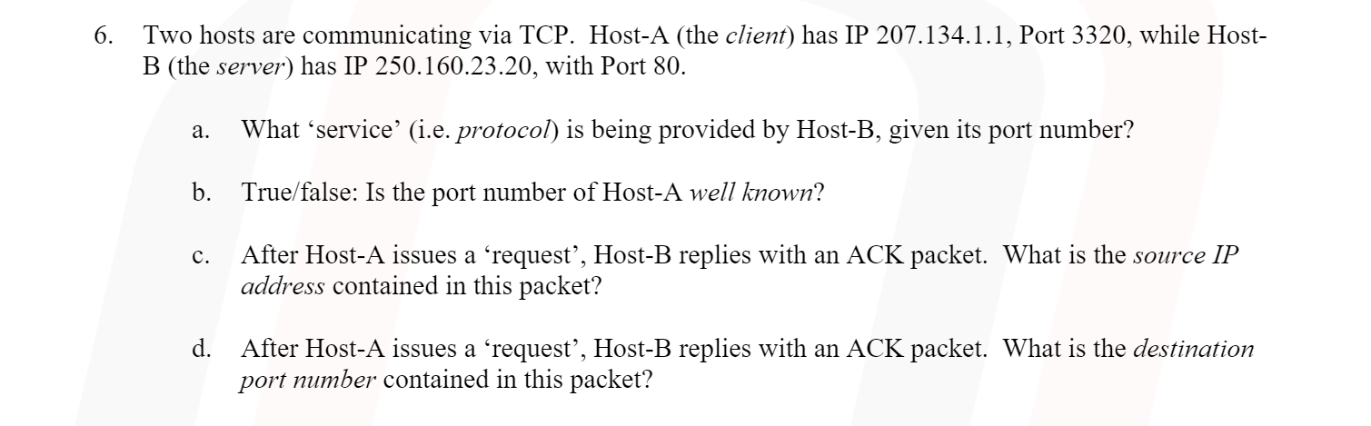 Solved 6. Two hosts are communicating via TCP. Host-A (the | Chegg.com