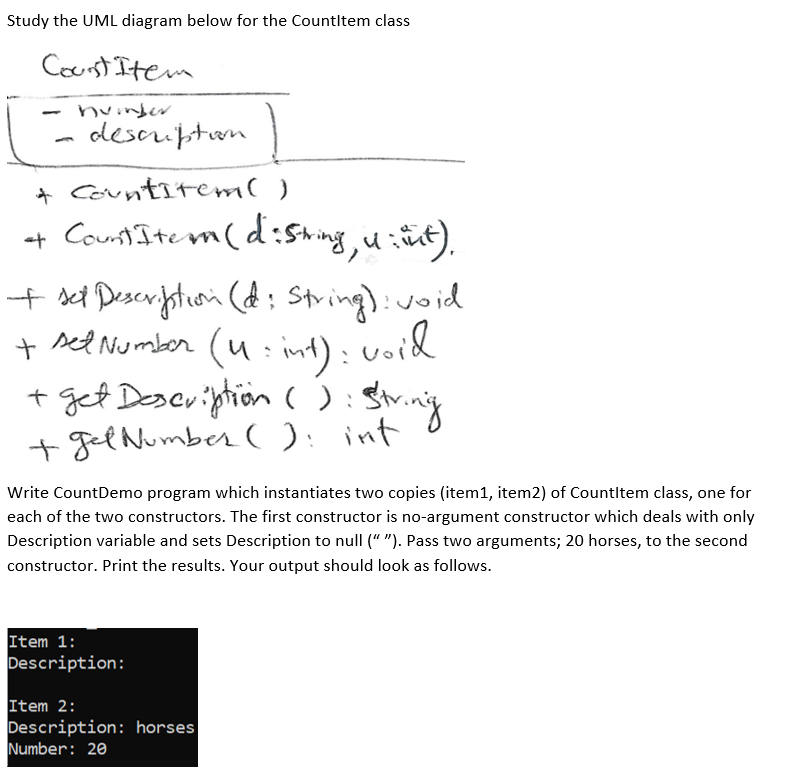 Solved Study the UML diagram below for the CountItem class | Chegg.com