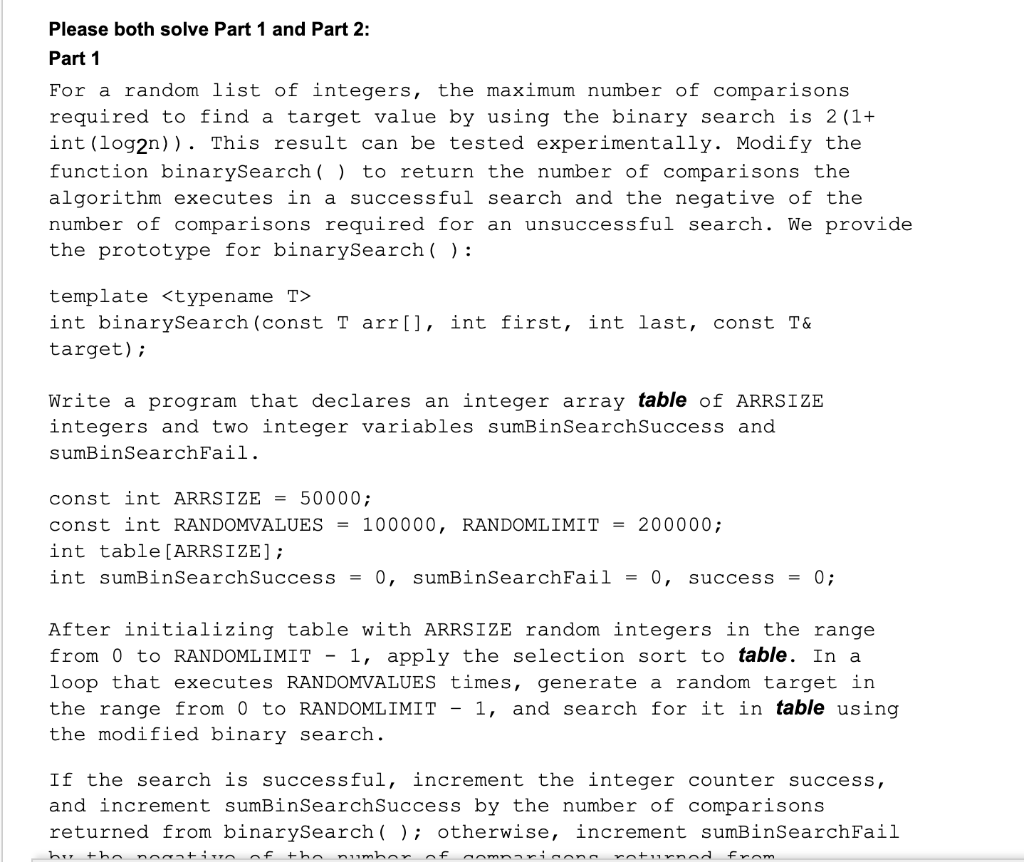 Solved Please both solve Part 1 and Part 2: Part 1 For a | Chegg.com